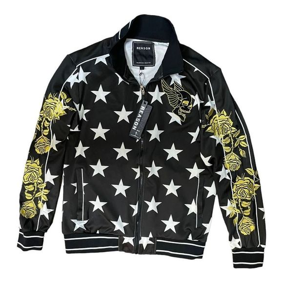 Reason | Jackets & Coats | Nwtmens Reason Black Gold Star Full Zip Up ...